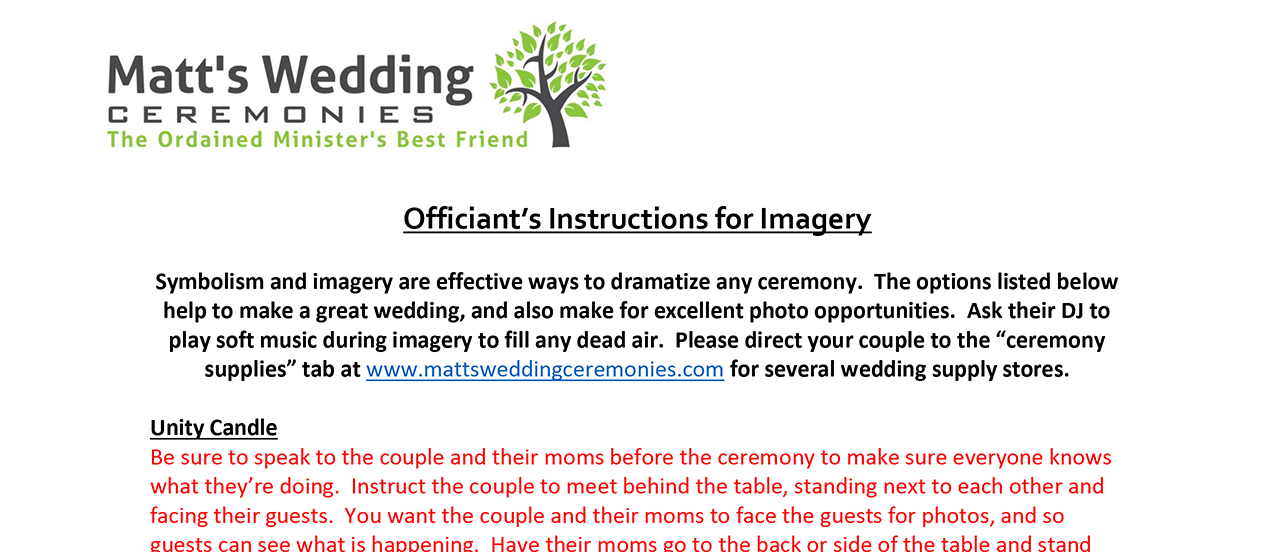 Ceremony Material – Matt's Wedding Ceremonies